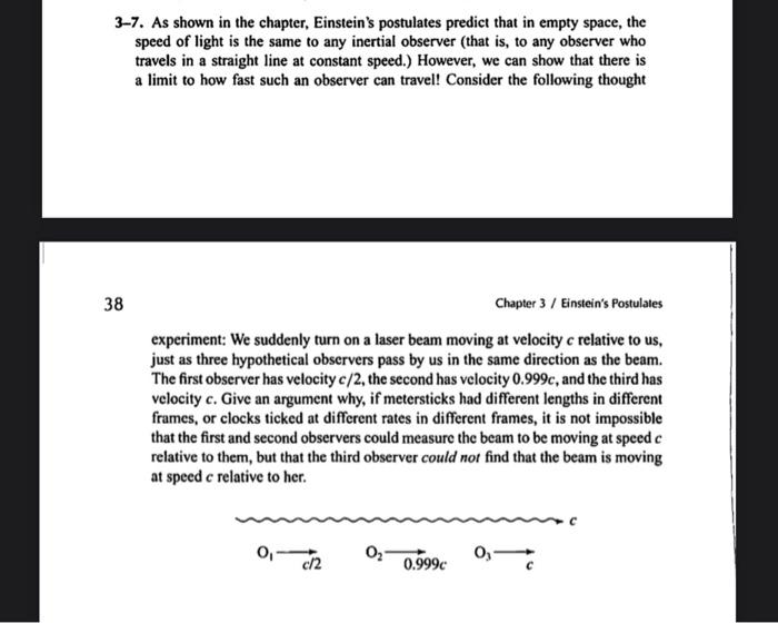 3-7. As shown in the chapter, Einstein's postulates | Chegg.com