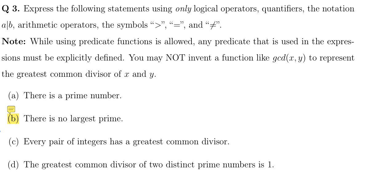 Solved Q 3. ﻿Express the following statements using only | Chegg.com
