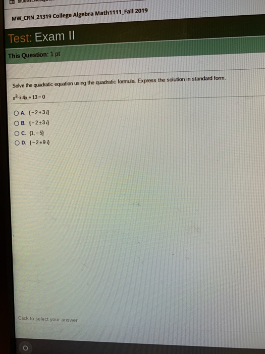 Solved: MW_CRN 21319 College Algebra Math 1111 Fall 2019 T... | Chegg.com