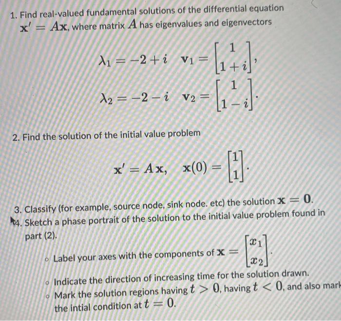 Solved 1. Find real-valued fundamental solutions of the | Chegg.com