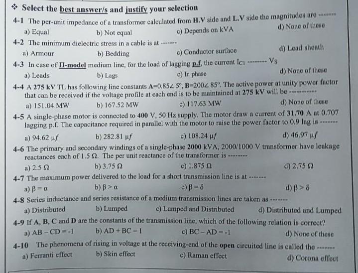 Solved Select the best answer/s and justify your selection | Chegg.com