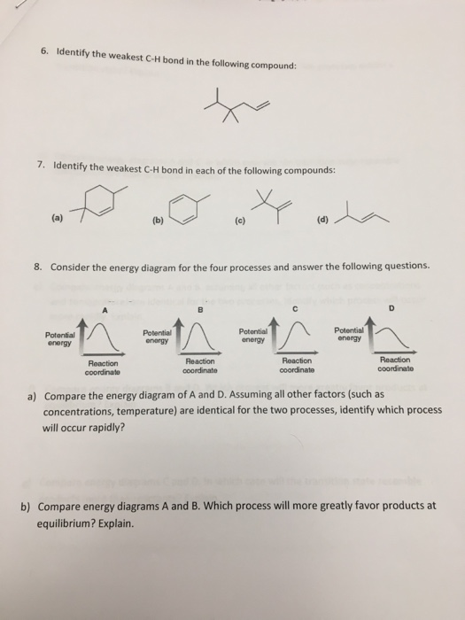 Solved Identify the weakest C-H bond in the following | Chegg.com
