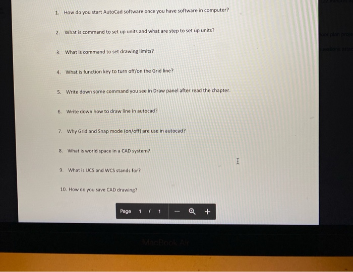 Solved 1. How do you start AutoCad software once you have | Chegg.com