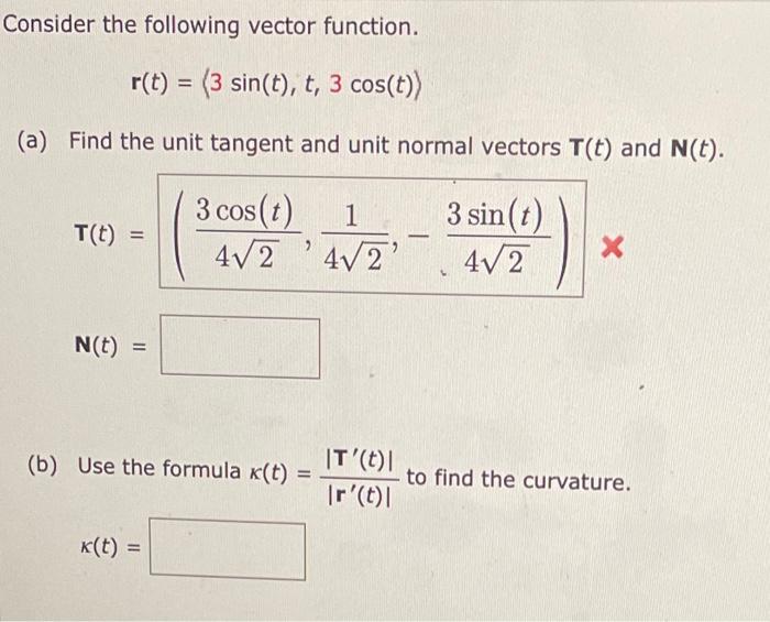 Solved Consider the following vector function. | Chegg.com