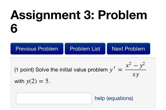 Solved Assignment 3: Problem (1 point) Solve the initial | Chegg.com