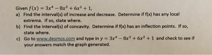 Solved label intervals of increase, decrease and concavity | Chegg.com