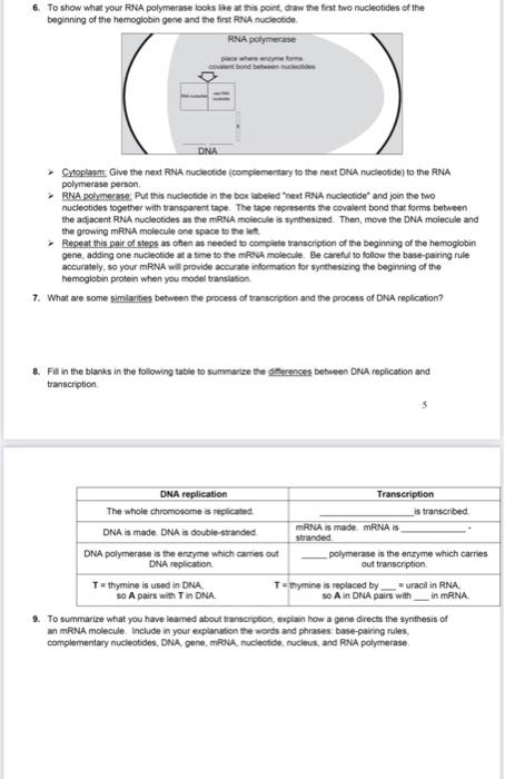 Solved 6. To show what your RNA polymerase looks like at | Chegg.com