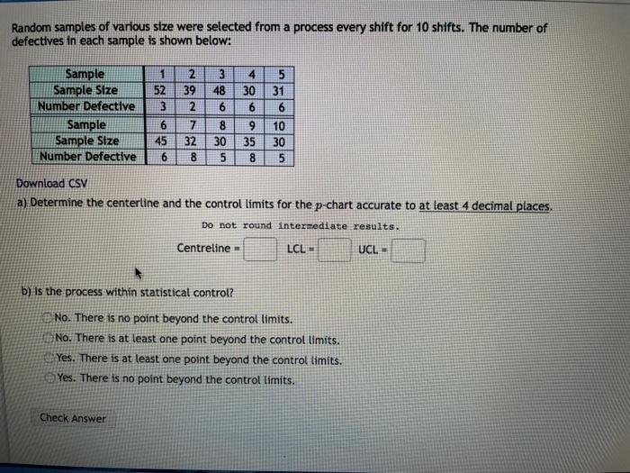 Solved Random samples of various size were selected from a | Chegg.com