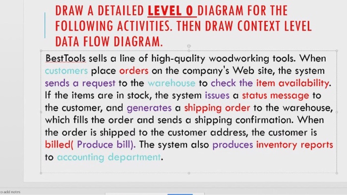 DRAW A DETAILED LEVEL O DIAGRAM FOR THE FOLLOWING | Chegg.com