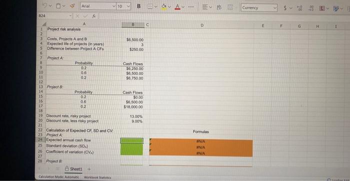 Solved Excel Online Structured Activity: Project risk | Chegg.com