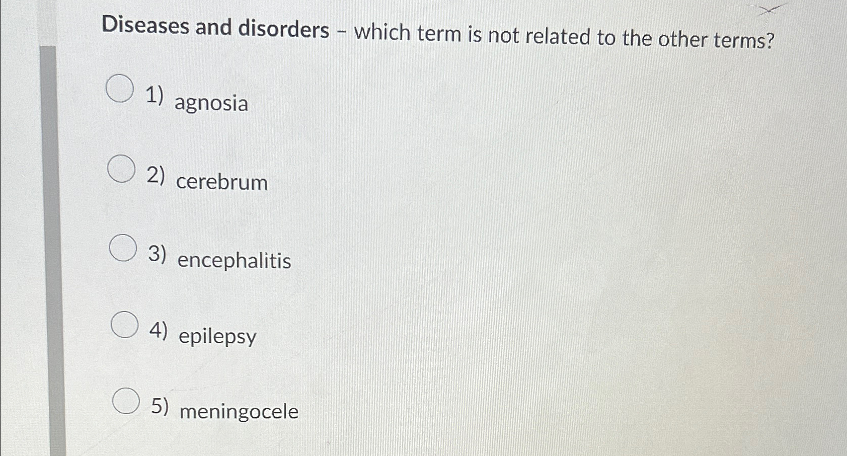 Solved Diseases and disorders - ﻿which term is not related | Chegg.com