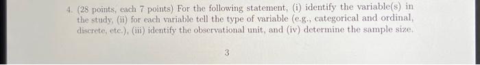 Solved 4. (28 points, each 7 points) For the following | Chegg.com