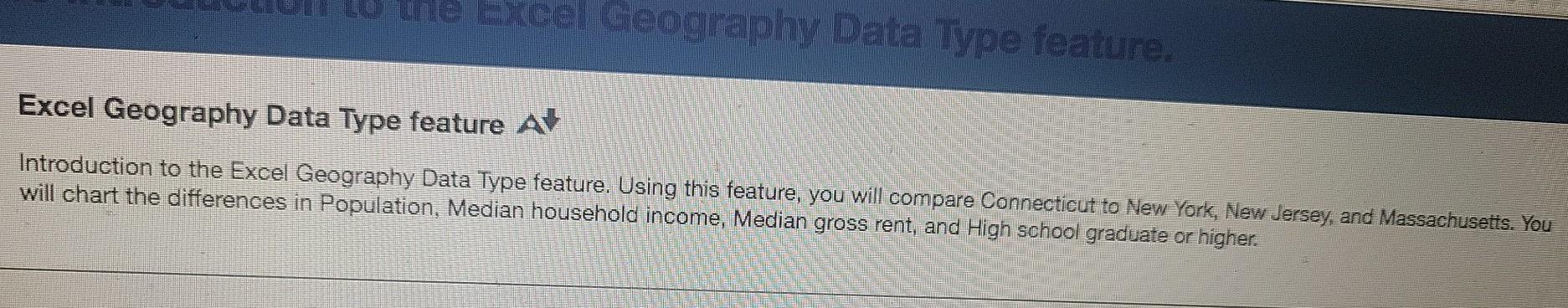 Solved me Excel Geography Data Type feature. Excel Geography | Chegg.com