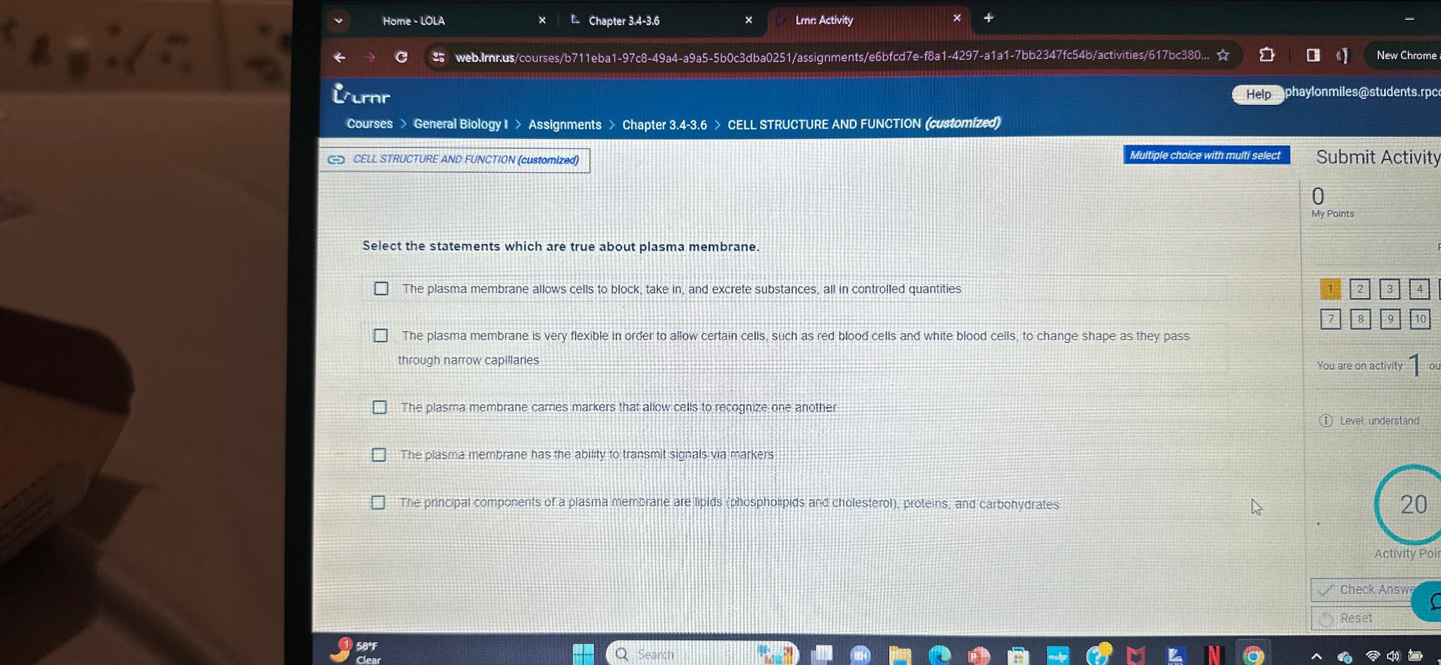Solved irurnrHelpCourses > ﻿General Biology 1> ﻿Assignments | Chegg.com