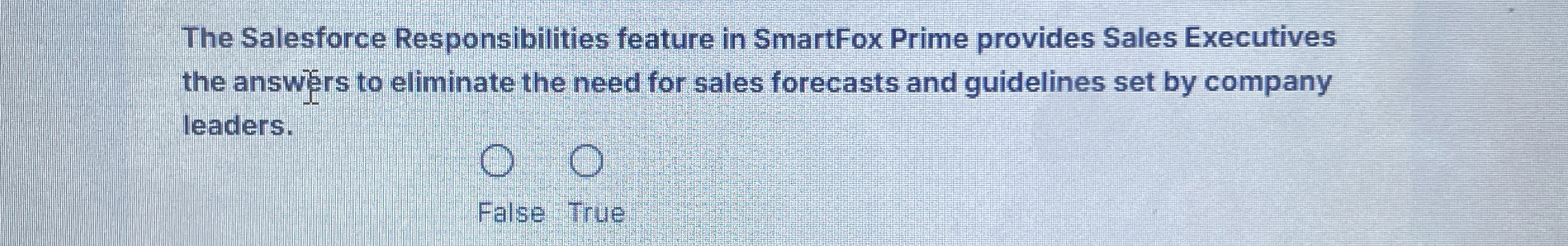 Solved The Salesforce Responsibilities feature in SmartFox | Chegg.com