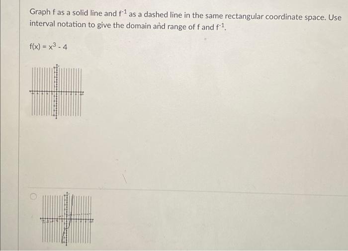 Solved Graph f as solid line and f-1 as a dahed line in the | Chegg.com