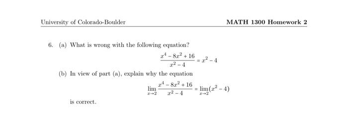 Solved University of Colorado-Boulder MATH 1300 Homework 2 | Chegg.com