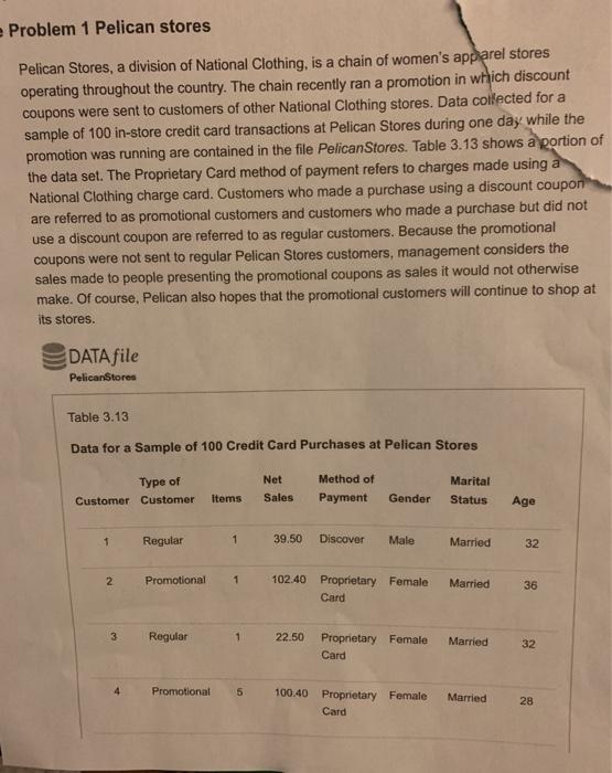Solved Problem 1 Pelican stores Pelican Stores, a division | Chegg.com