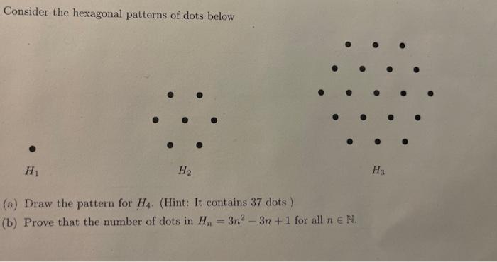 Solved Consider the hexagonal patterns of dots below H1 H2 | Chegg.com