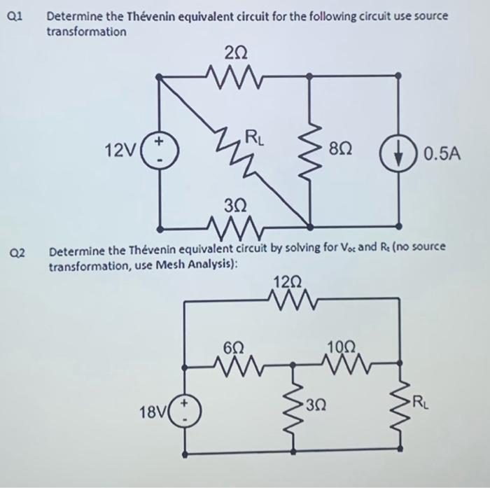 Solved Determine the Thévenin equivalent circuit for the | Chegg.com