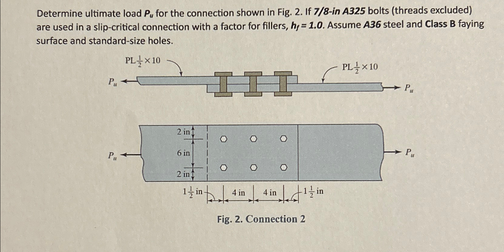 Solved Determine ultimate load Pu ﻿for the connection shown | Chegg.com