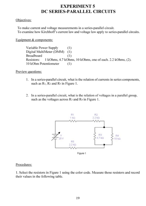 Series And Parallel Dc Circuits Lab Report Answers Circuit Diagram