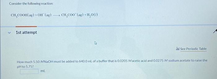 Solved Consider the following reaction: CH3COOH(aq) + OH(aq) | Chegg.com