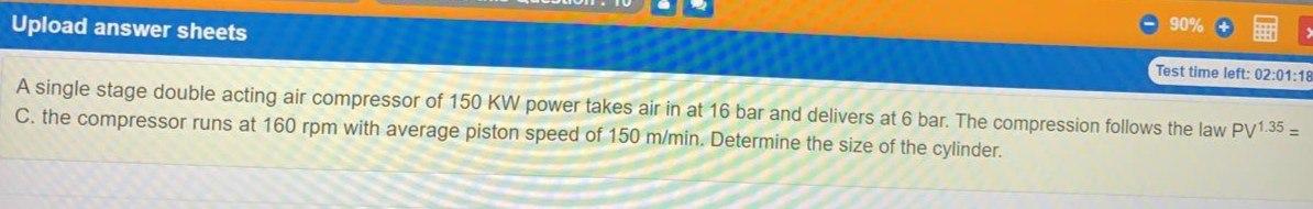 Solved Upload answer sheets 90% Test time left: 02:01:18 A | Chegg.com