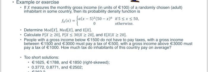 Solved Example or exercise - If X measures the monthly gross | Chegg.com