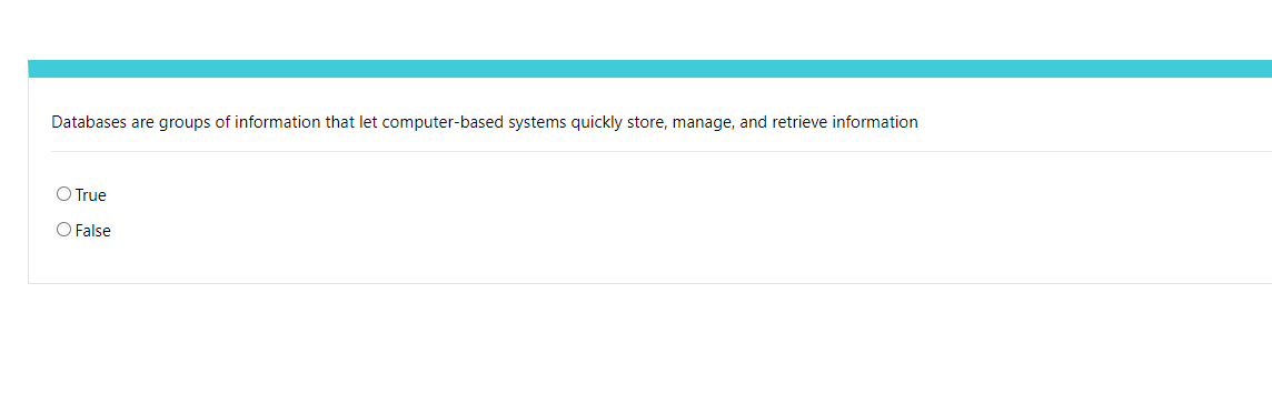 Solved Databases are groups of information that let | Chegg.com