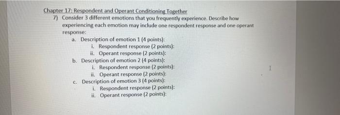 Solved Chapter 17: Respondent and Operant Conditioning | Chegg.com