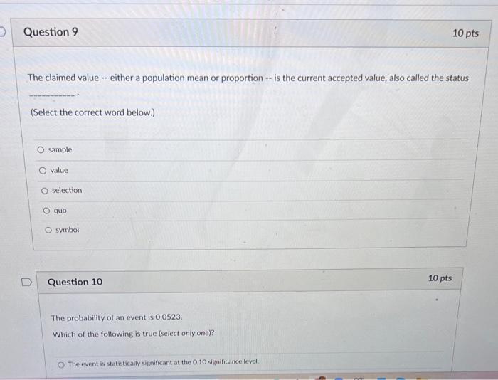 Solved The three most common significance levels for a | Chegg.com