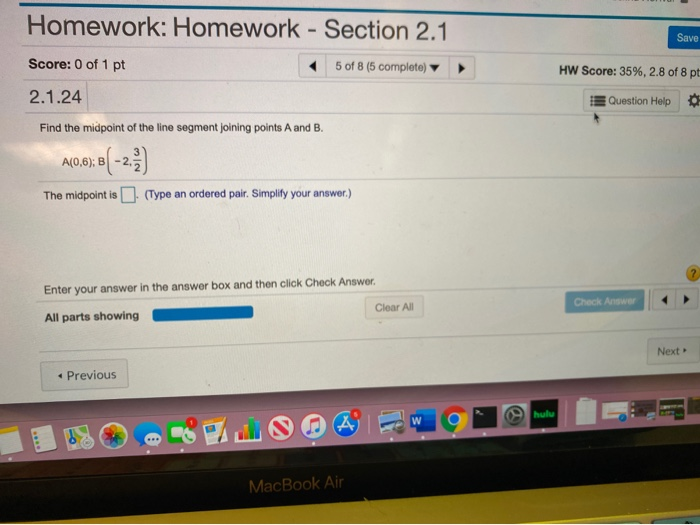 Solved Save Homework: Homework - Section 2.1 Score: 0 of 1 | Chegg.com