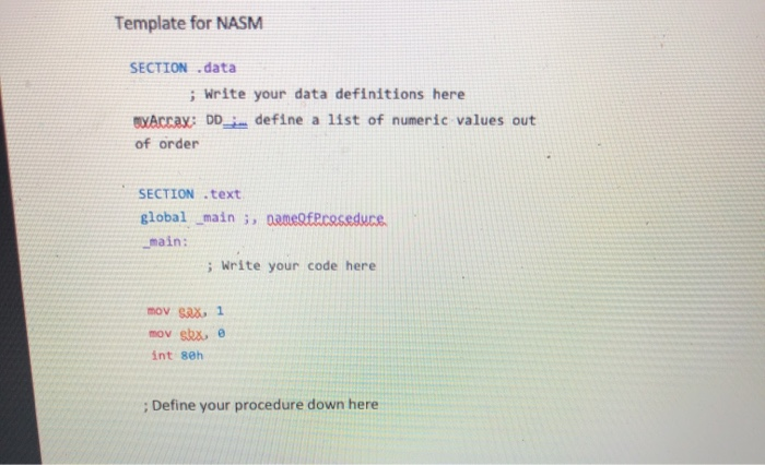 Solved Write a 32-bit Assembly program that sorts a | Chegg.com