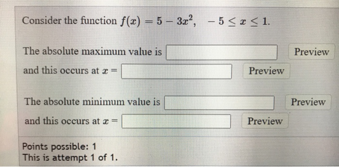 Solved Consider the function f(x) = 5 - 3x2, -5