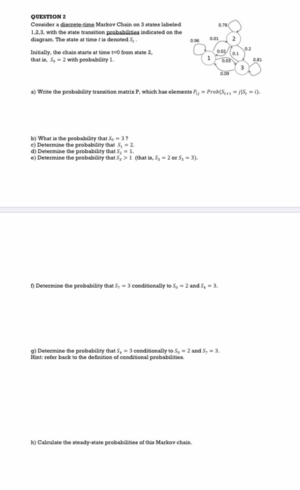 Solved QUESTION 2 Consider a discrete-time Markov Chain on 3 | Chegg.com