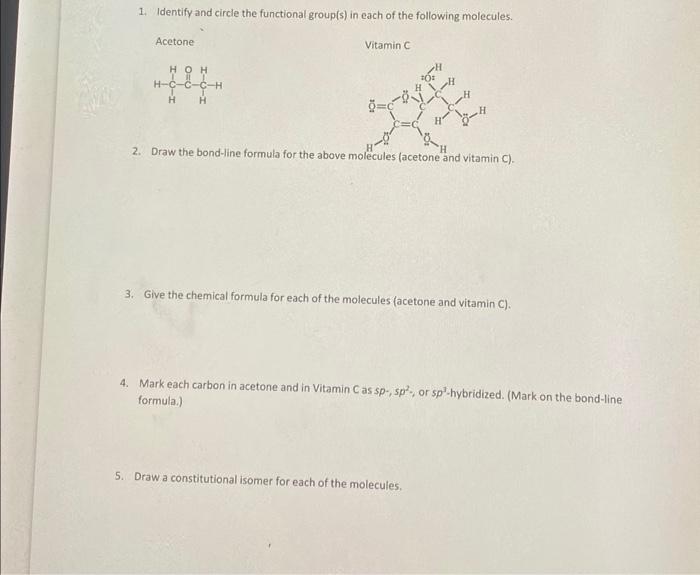 Solved 1. Identify and circle the functional group(s) in | Chegg.com