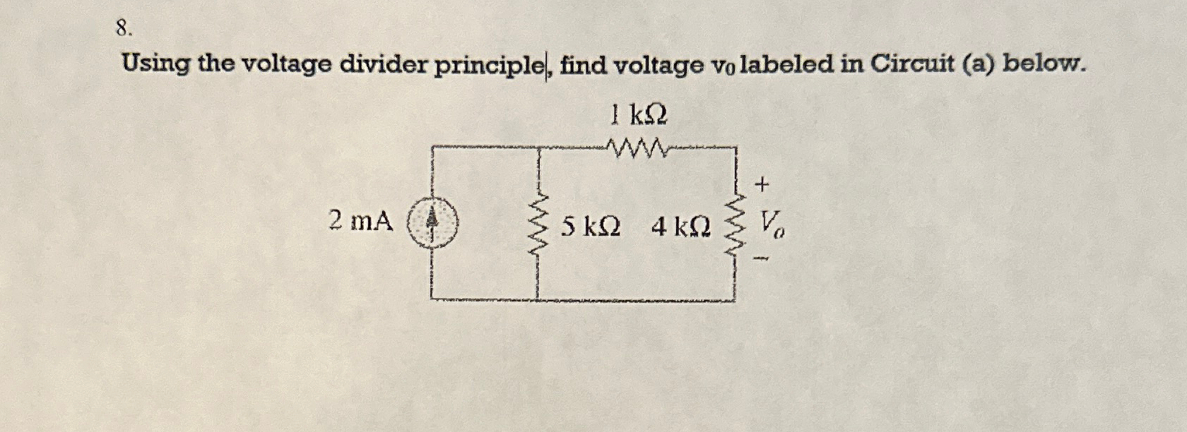 Solved Using the voltage divider principle, find voltage v0 | Chegg.com