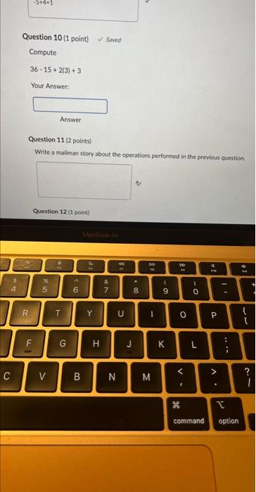 Solved 36−15+2(3)+3 Your Answer: Answer Question 11 (2 | Chegg.com