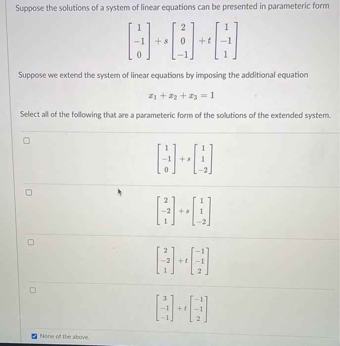 Solved Suppose the solutions of a system of linear equations | Chegg.com