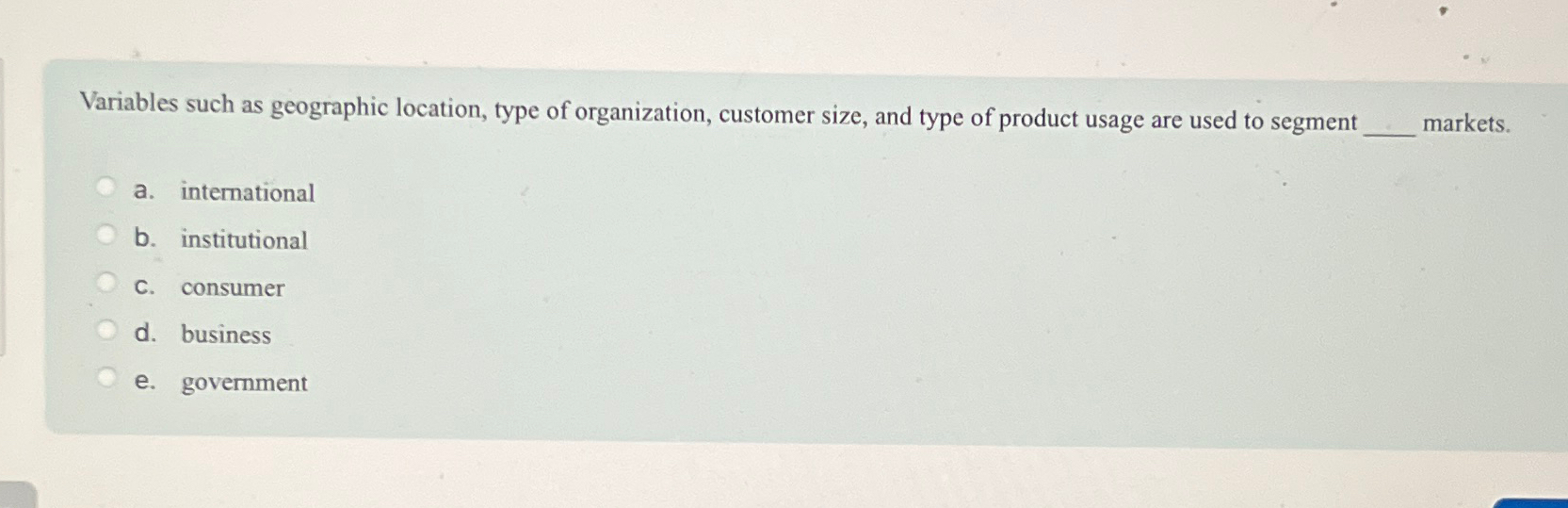 Solved Variables such as geographic location, type of | Chegg.com