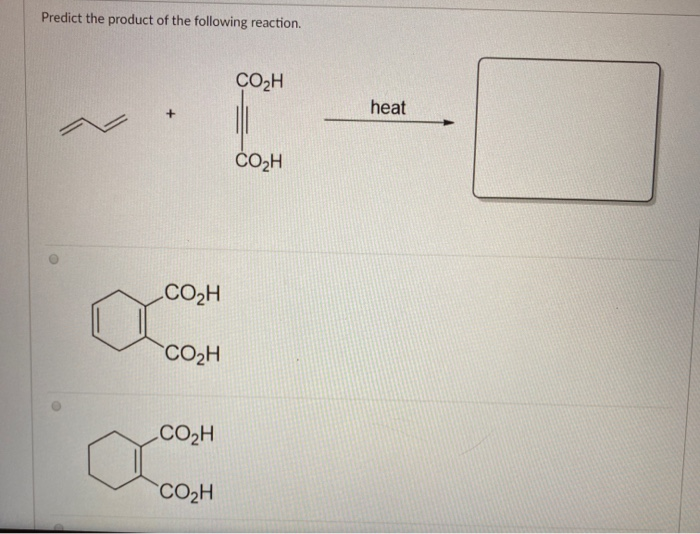 Solved Predict the product of the following reaction. CO2H | Chegg.com