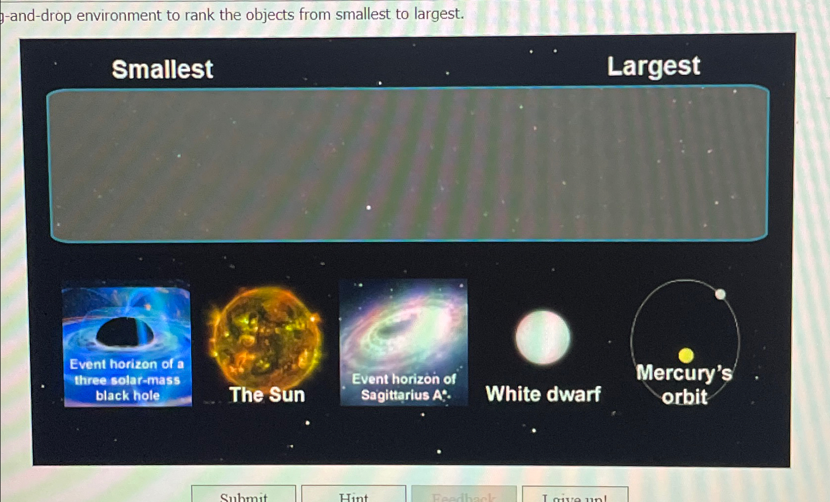 Solved -and-drop environment to rank the objects from | Chegg.com