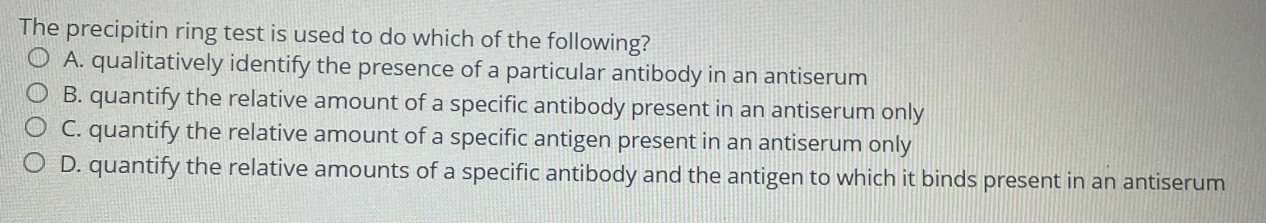 Solved The precipitin ring test is used to do which of the | Chegg.com
