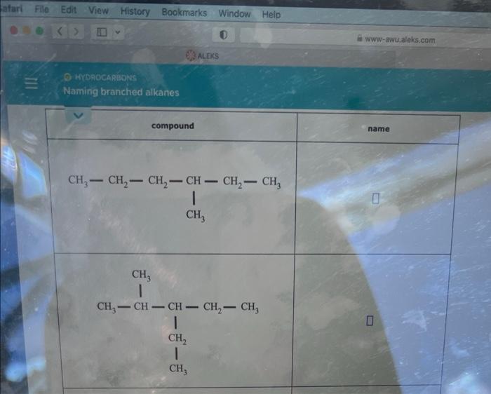 Solved Naming branched alkanes— Naming branched alkanes | Chegg.com Solved Naming branched alkanes— Naming branched alkanes | Chegg.com