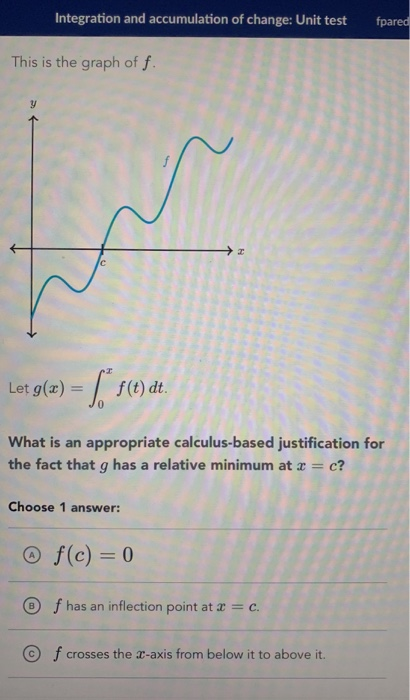 Solved Integration and accumulation of change: Unit test | Chegg.com