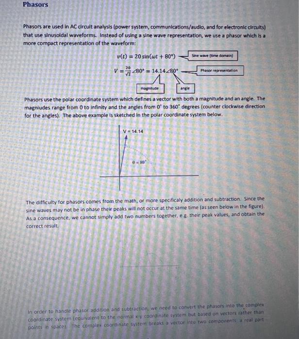 Solved Lab 1 Phasors: User Input, Error Conditions, and Math | Chegg.com