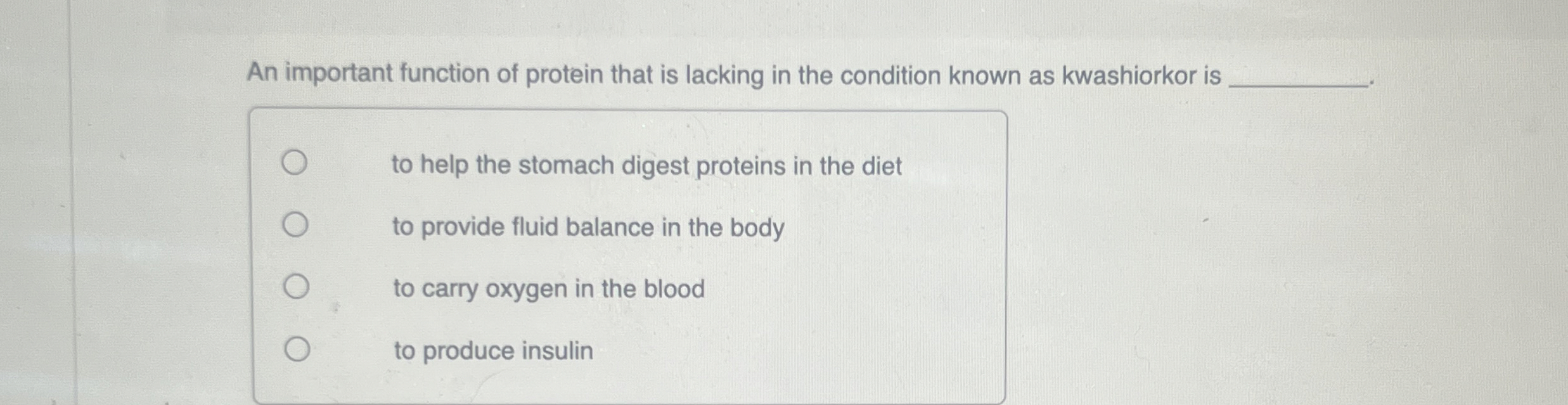 Solved An important function of protein that is lacking in | Chegg.com