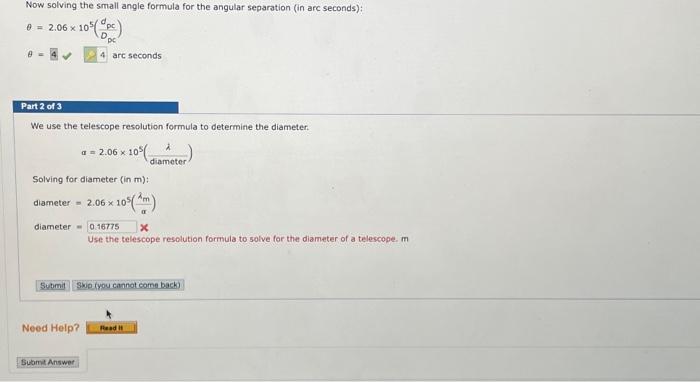 Solved What is the angular separation (in arc seconds) of | Chegg.com
