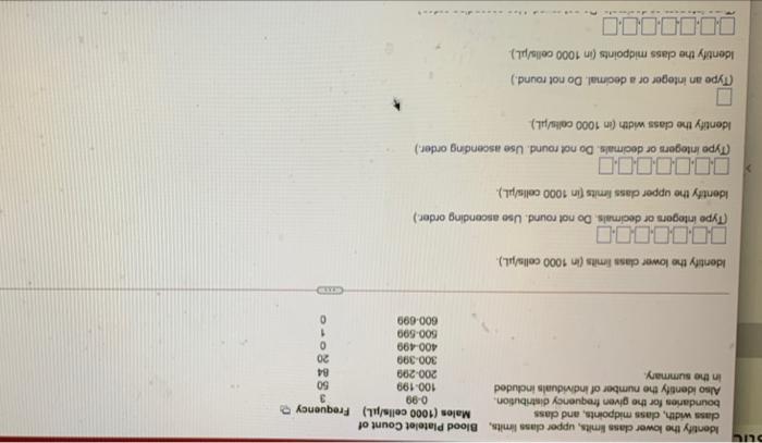 Solved LIC Identify the lower class limits, upper class | Chegg.com